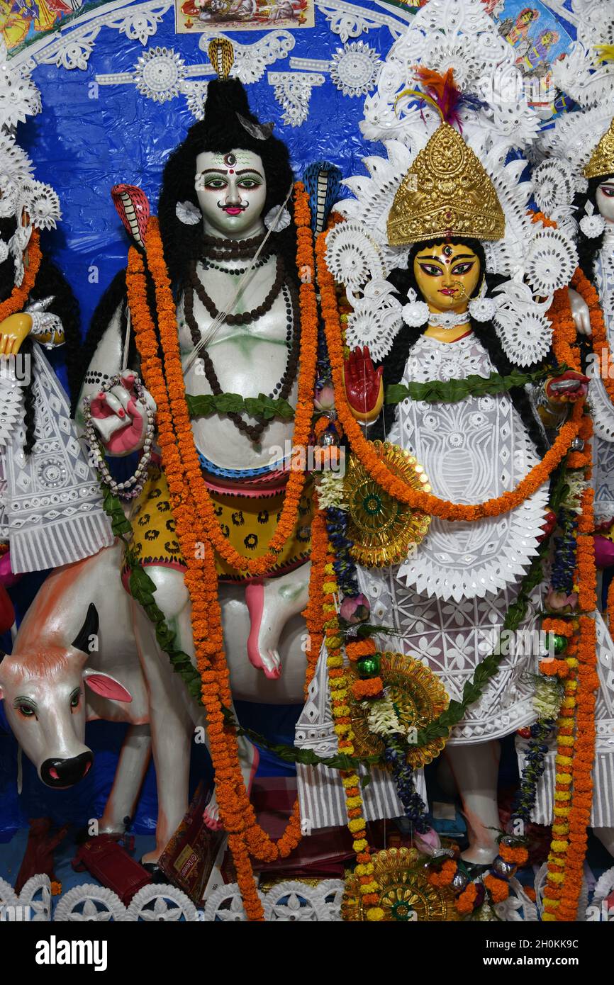 Hara-Gouri (Shiva-Durga in peaeful mood). This Durga puja is about 300 ...