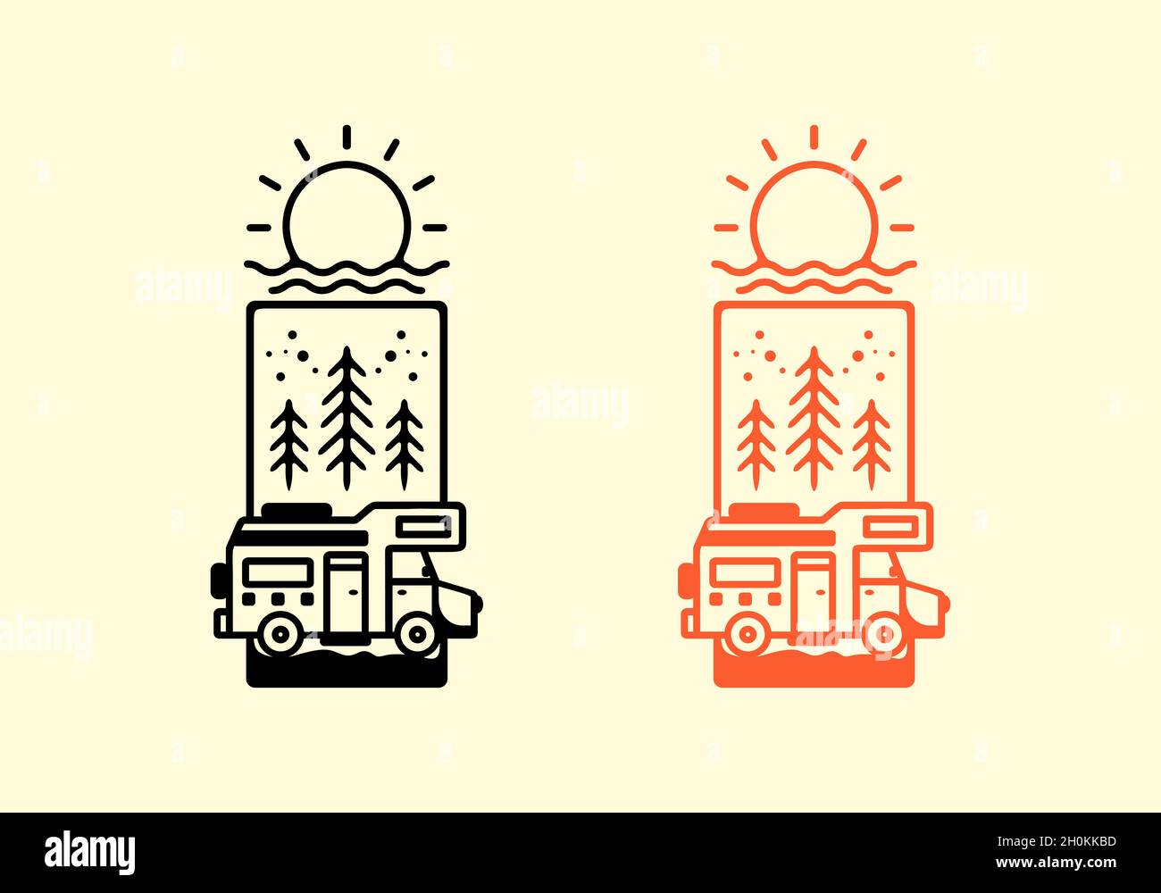 Line art illustration of campervan design Stock Vector Image & Art - Alamy