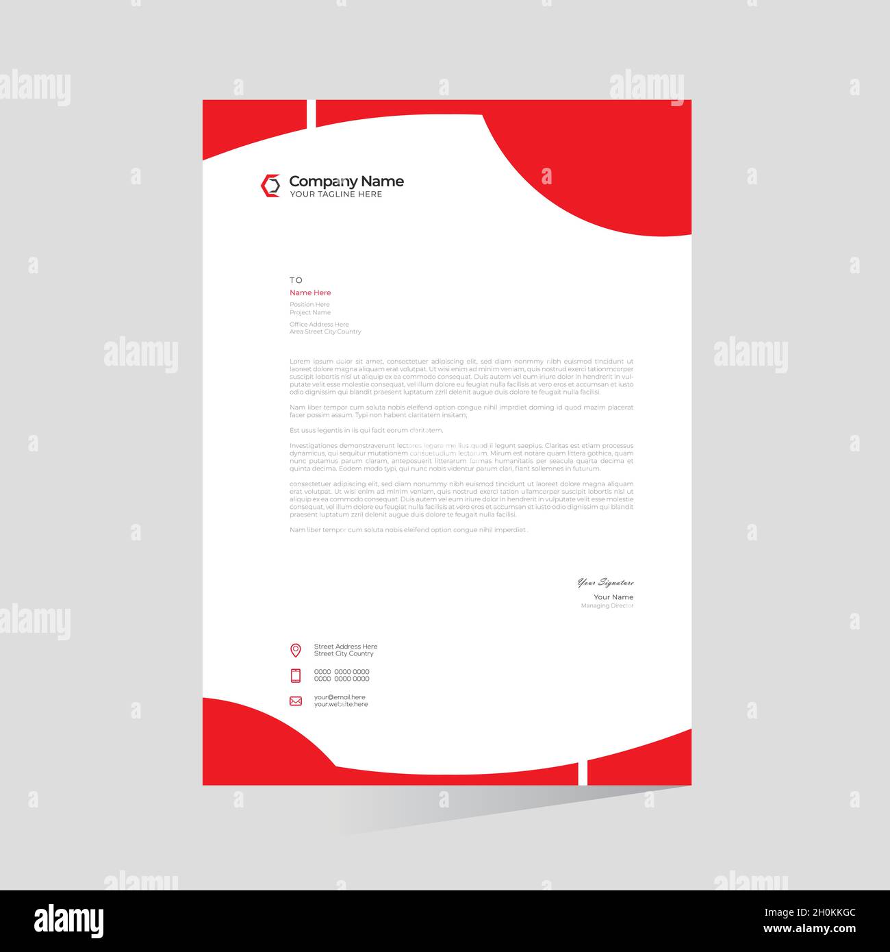 Red colored stylish vector letterhead design Stock Vector Image & Art ...