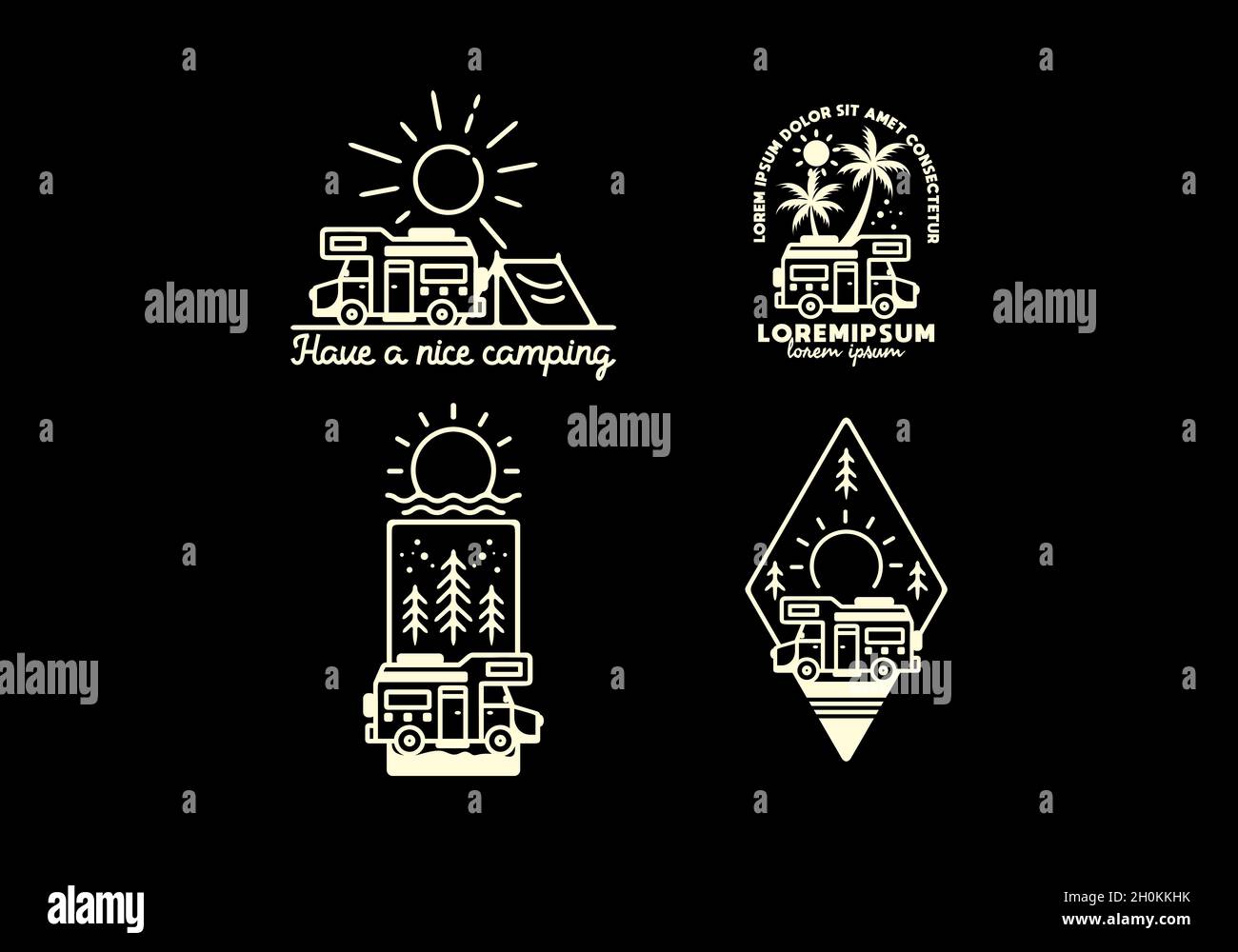 Line art illustration of campervan design Stock Vector Image & Art - Alamy