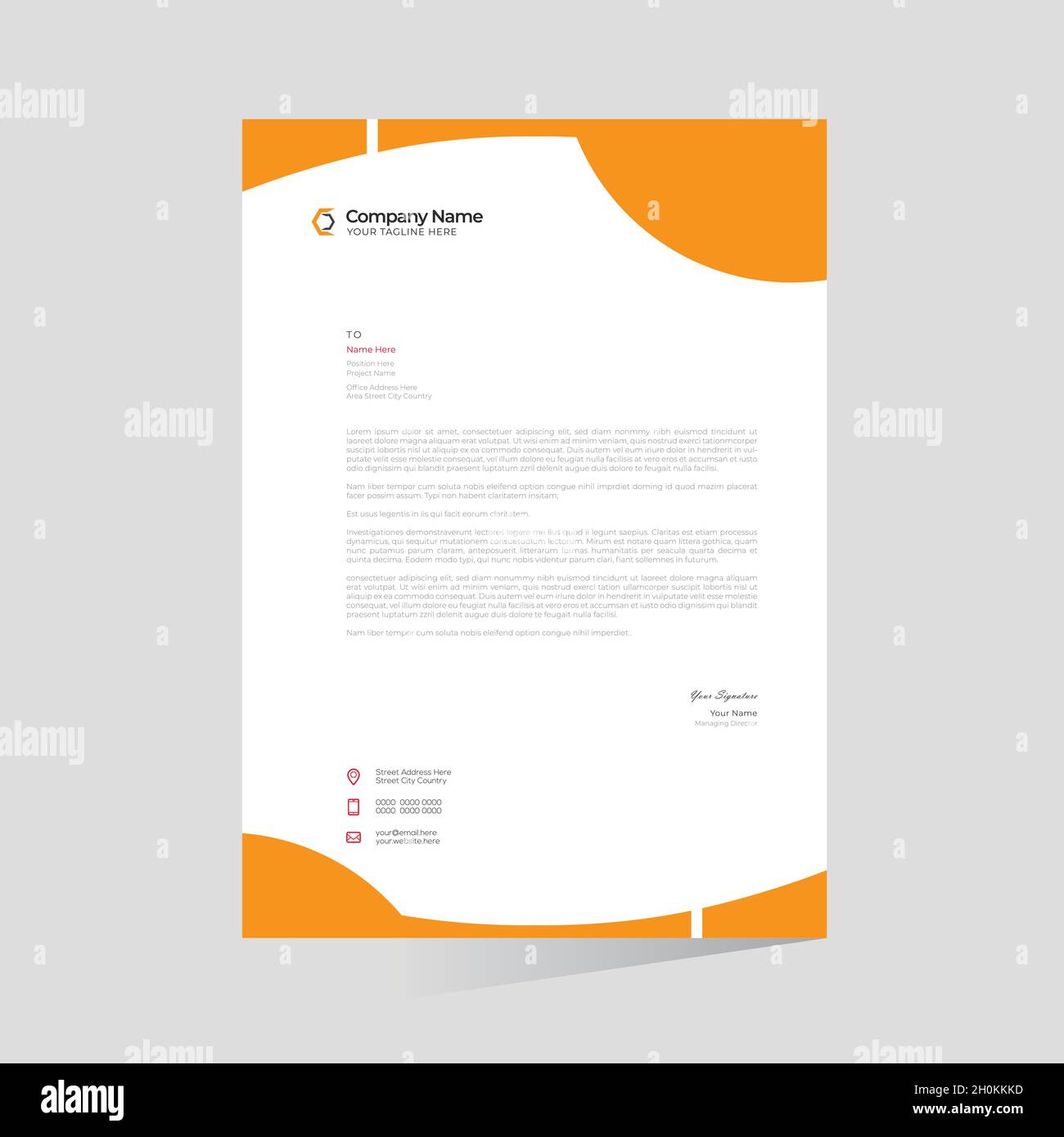 Orange colored stylish vector letterhead Stock Vector Image & Art - Alamy