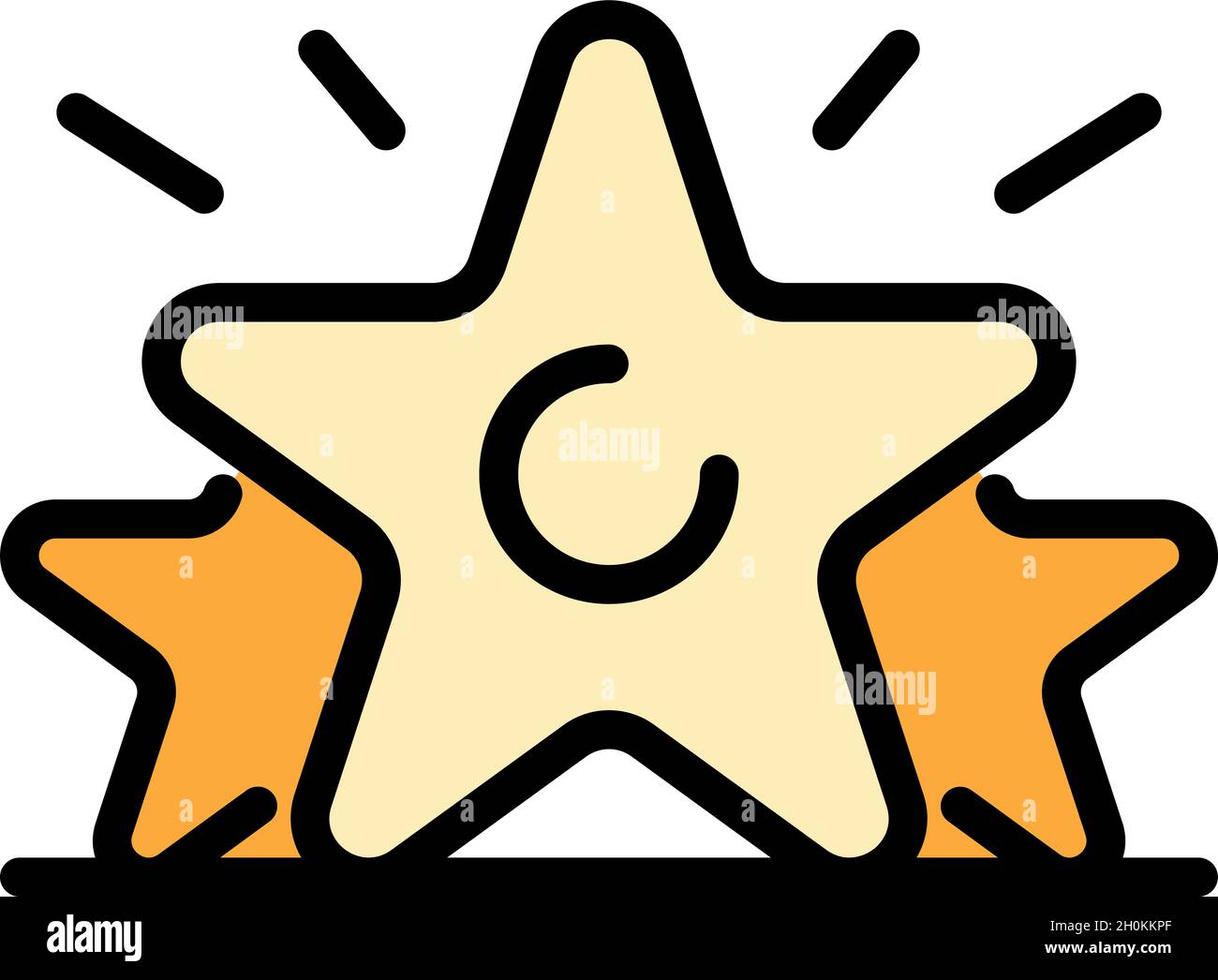 Earn star rating icon. Outline earn star rating vector icon color flat ...