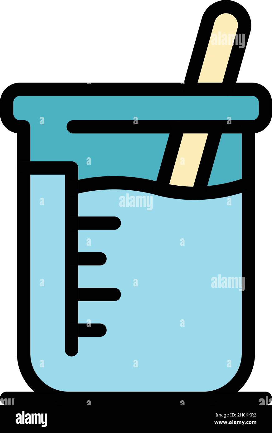 Chemical beaker icon. Outline chemical beaker vector icon color flat ...