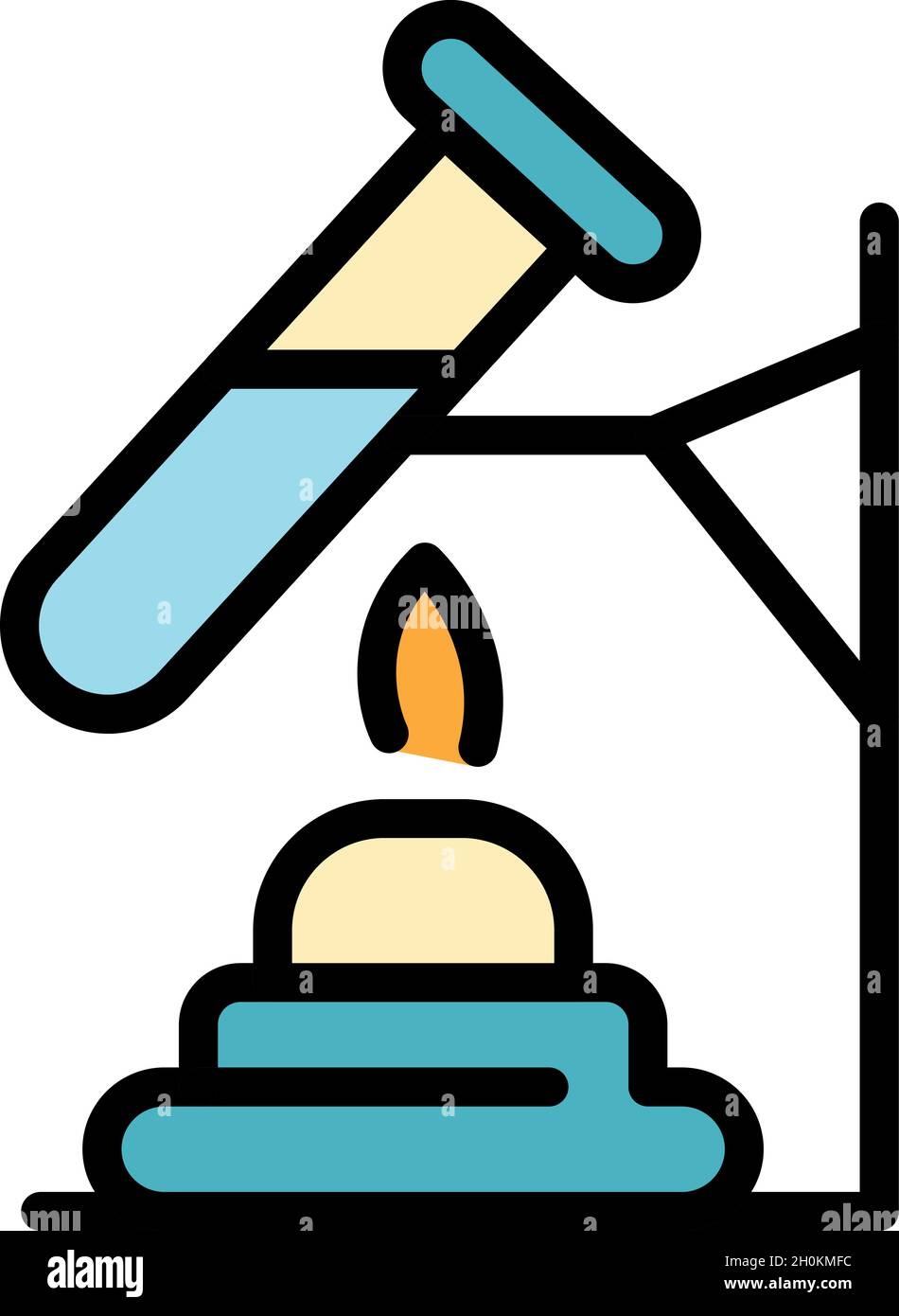 Test tube on fire icon. Outline test tube on fire vector icon color ...