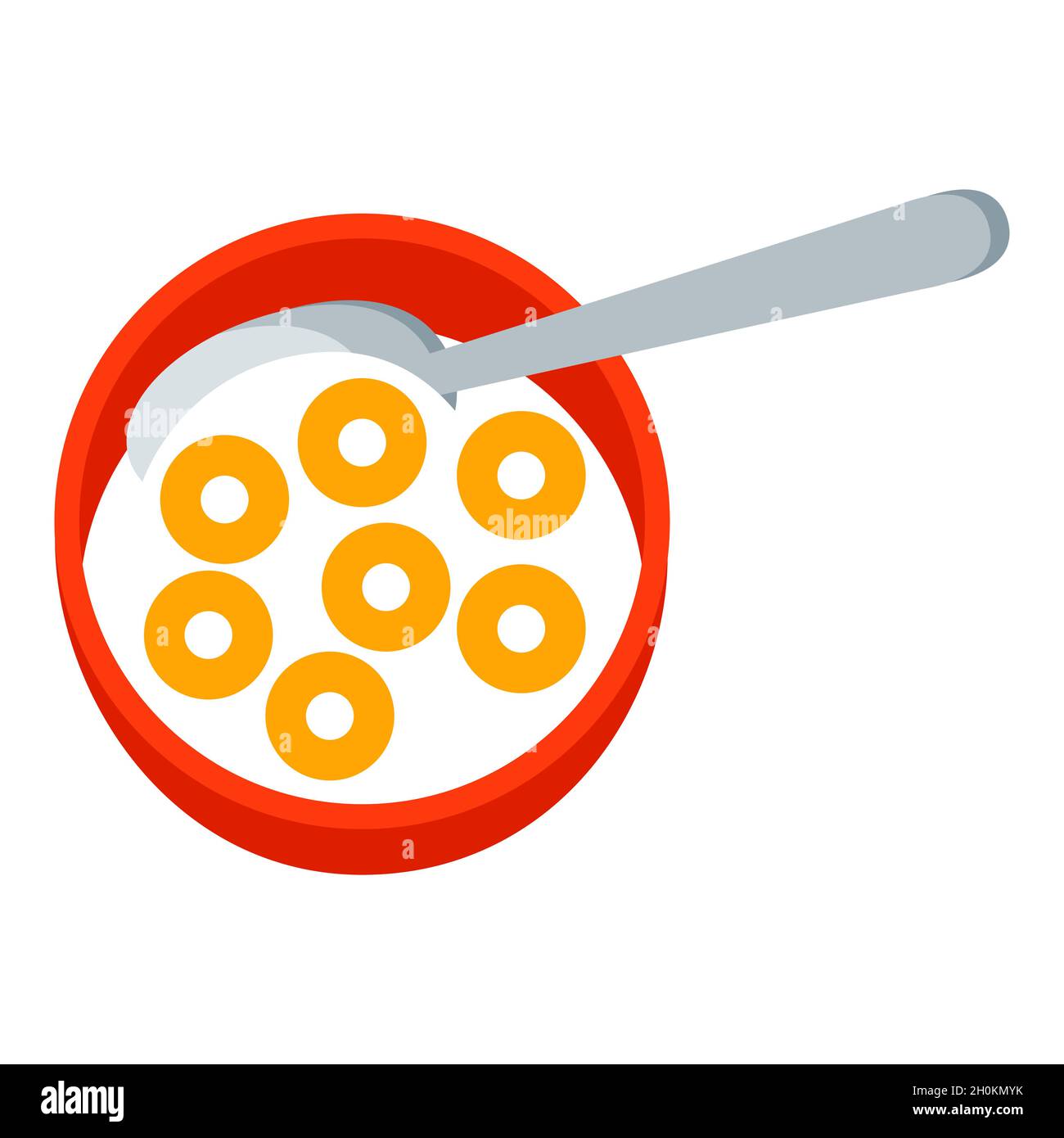 Illustration of corn flakes with milk. Breakfast icon. Food item for ...