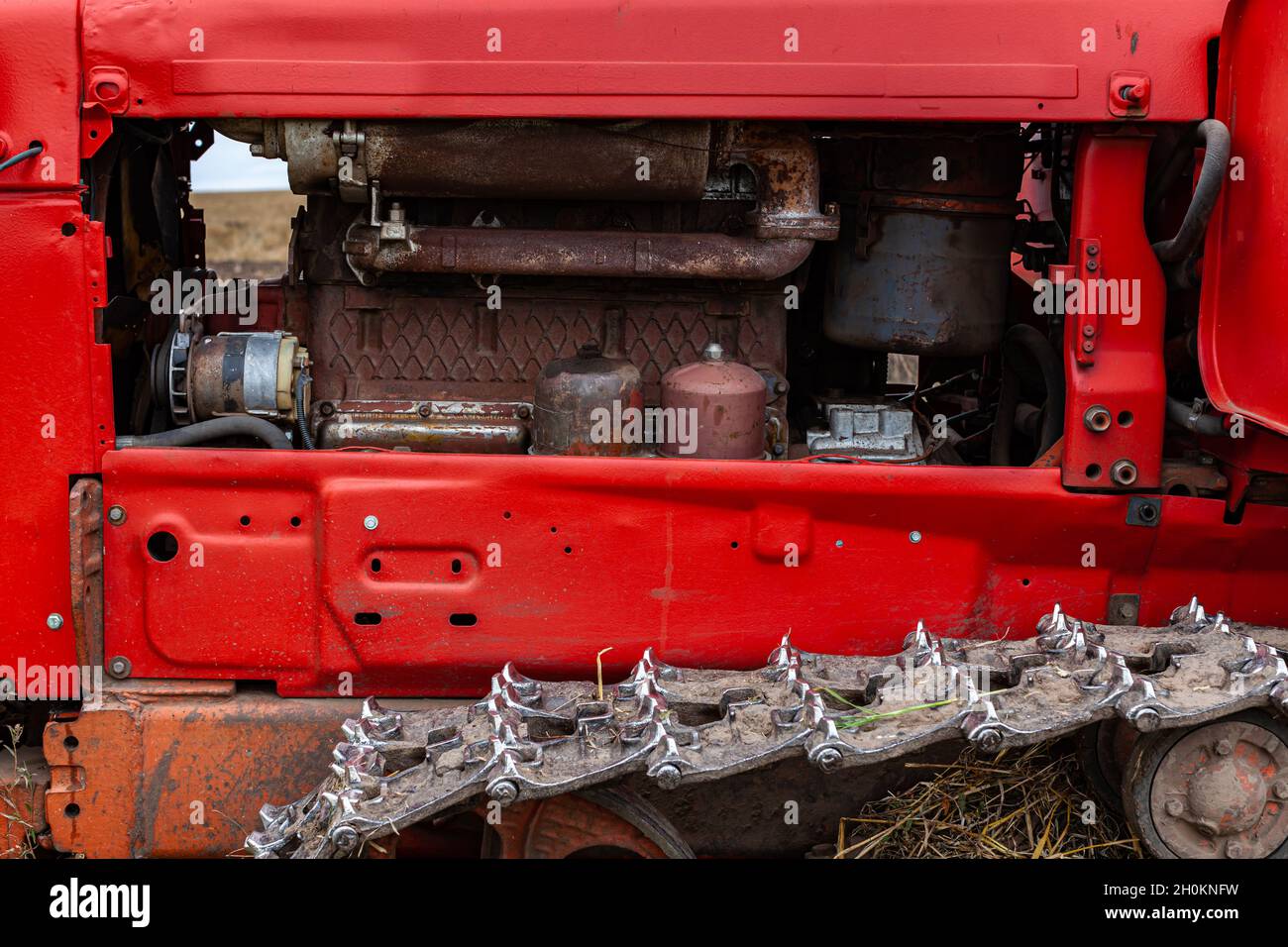 engine compartment of the old diesel tractor. High quality photo Stock ...