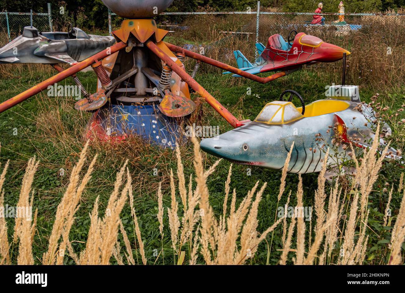 unusual carousel in an old amusement park. High quality photo Stock ...