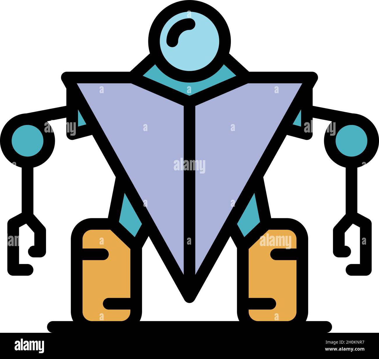 Guard robot icon. Outline guard robot vector icon color flat isolated ...