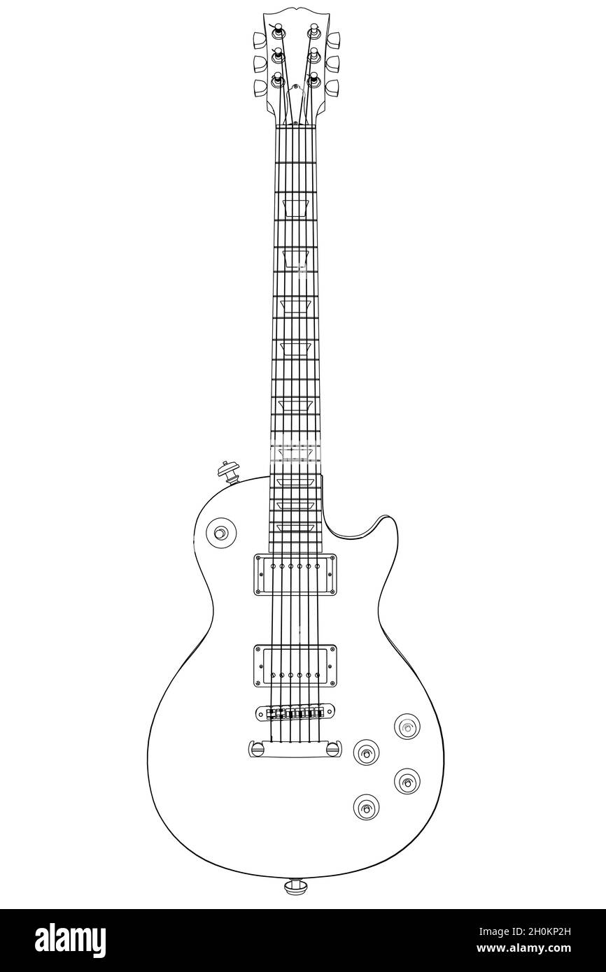 Electric guitar contour from black lines isolated on white background ...