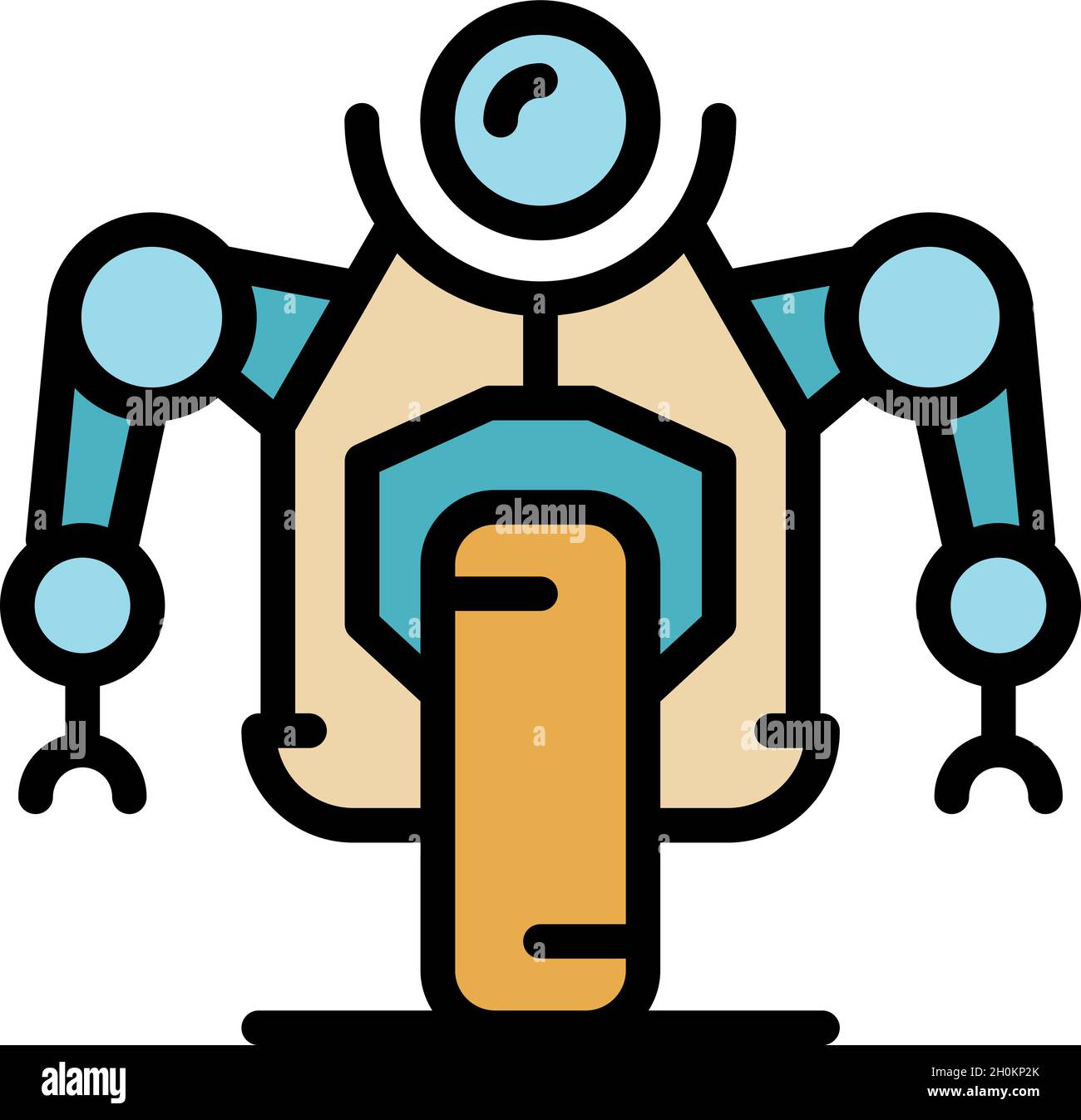 Road wheel robot icon. Outline road wheel robot vector icon color flat ...
