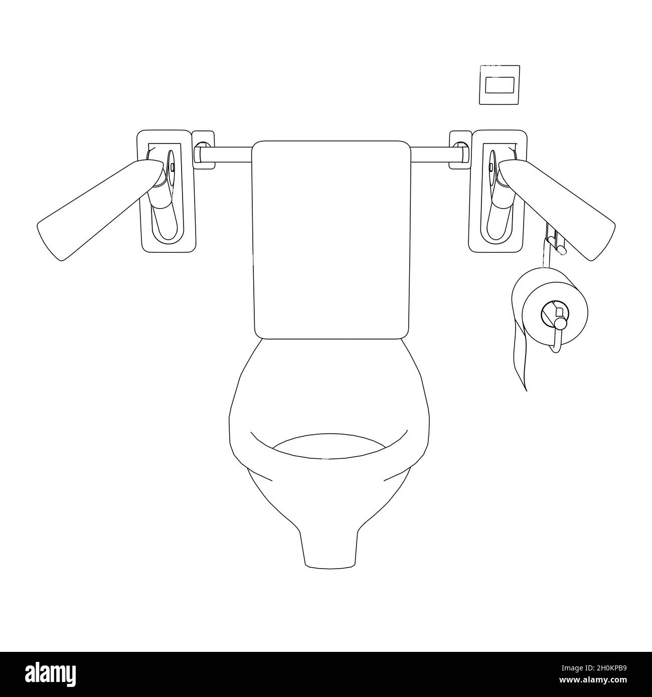 Toilet bowl contour from black lines isolated on white background ...