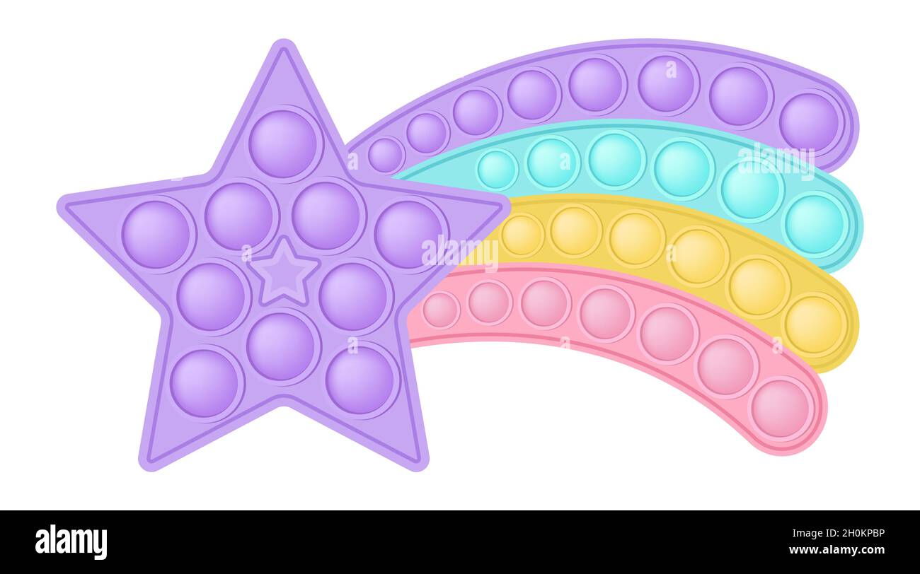 Popit purple star with a rainbow tail in style a fashionable silicon ...