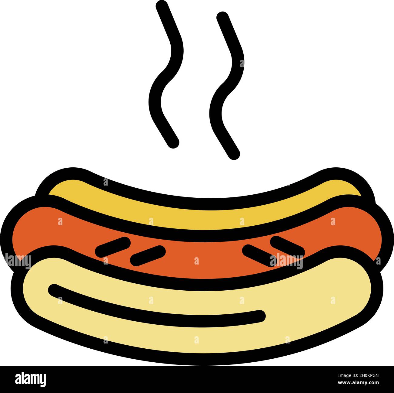 Hot dog icon. Outline hot dog vector icon color flat isolated Stock ...