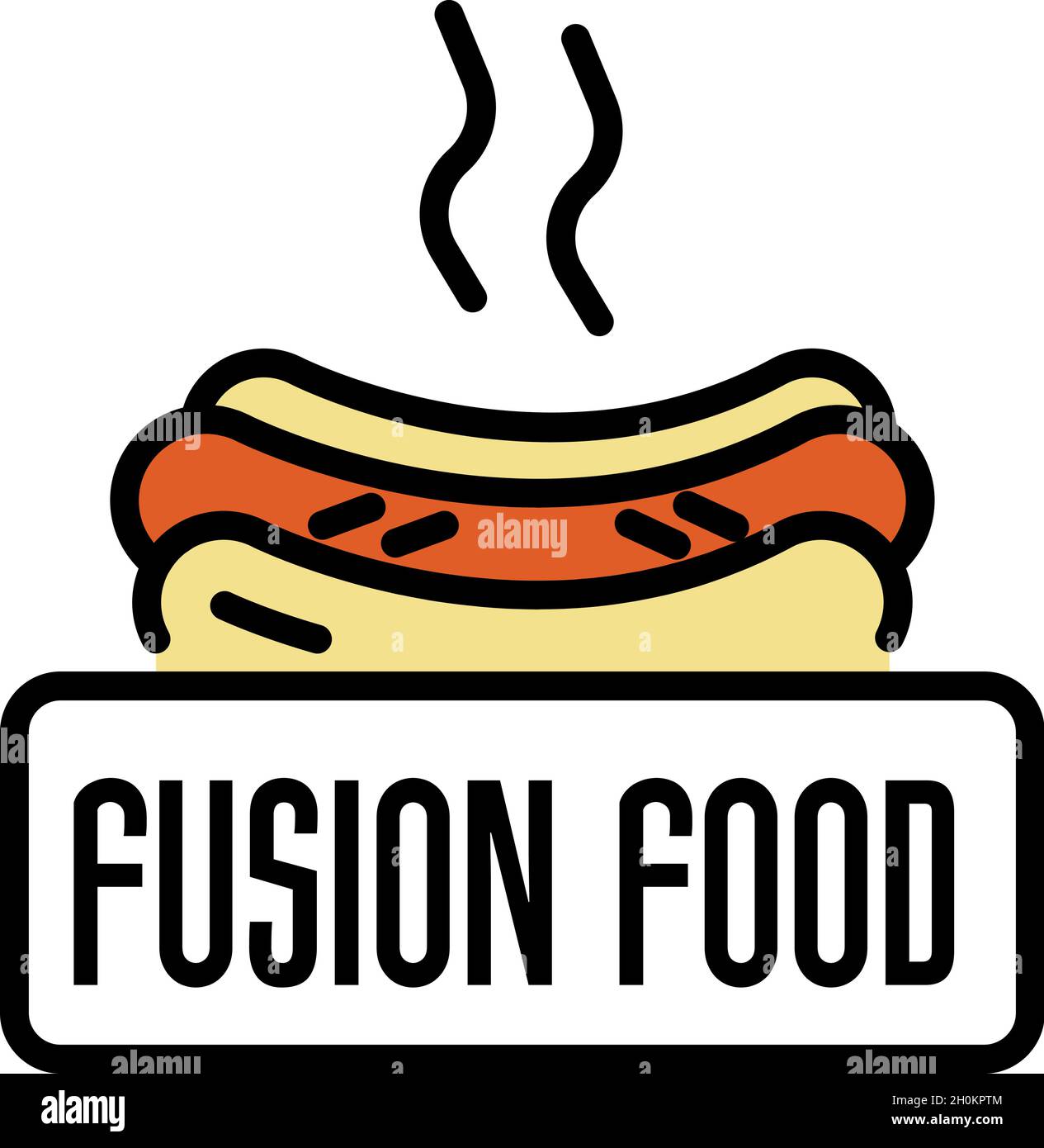Fusion hot food logo. Outline fusion hot food vector logo color flat ...