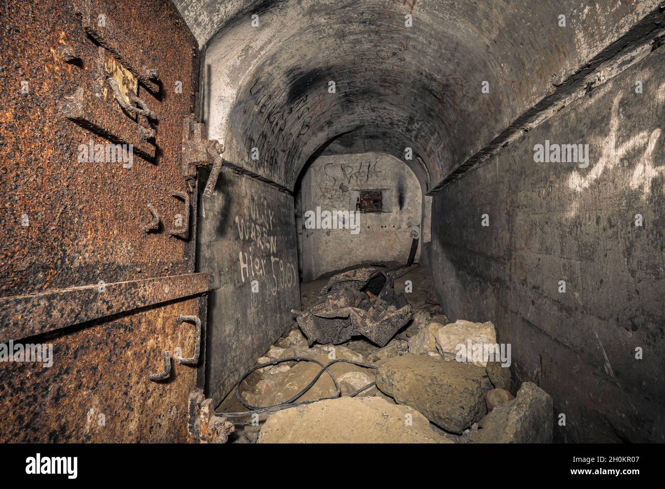 Old blown up remains of some Siegfried Line bunkers along the border ...