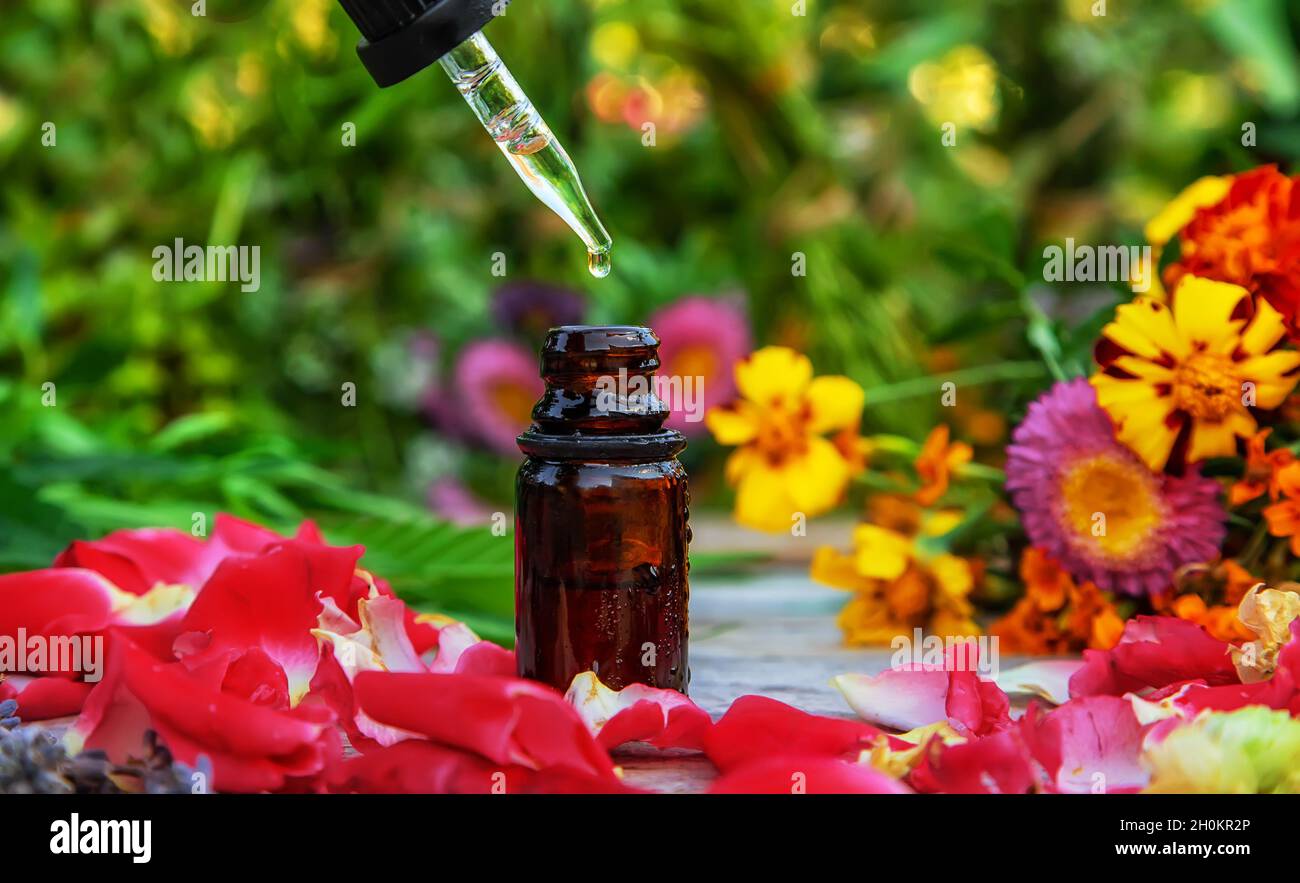 Bottled herbal flower tinctures hi-res stock photography and images - Alamy