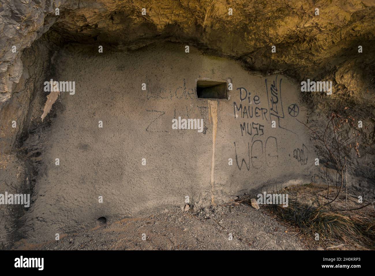 Old blown up remains of some Siegfried Line bunkers along the border ...