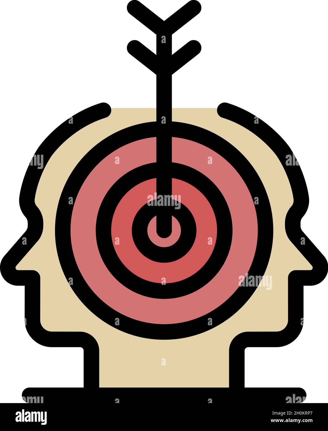 Arrow in the target two heads icon. Outline arrow in the target two ...