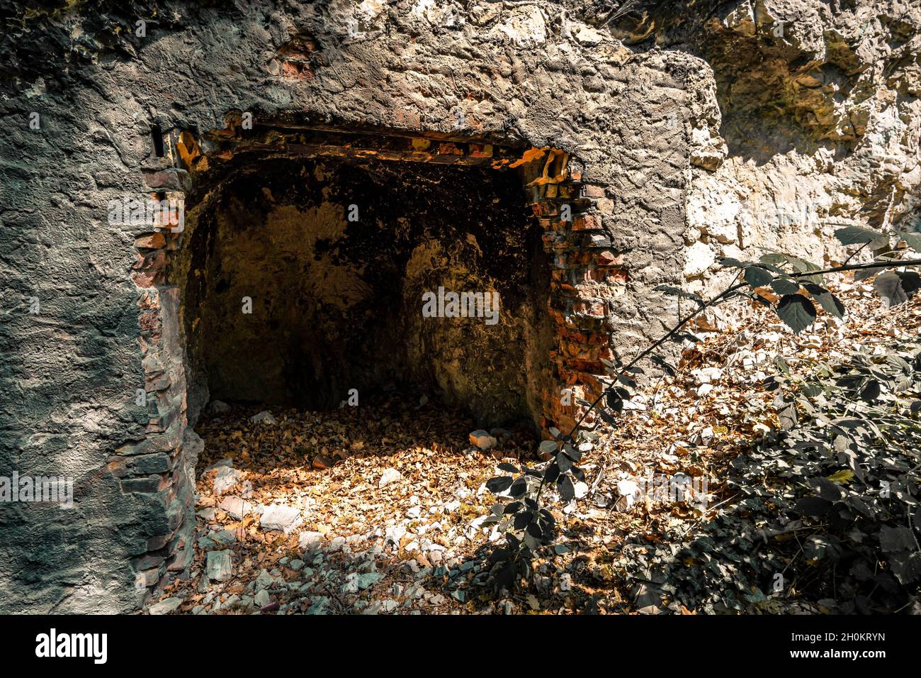 Old blown up remains of some Siegfried Line bunkers along the border ...