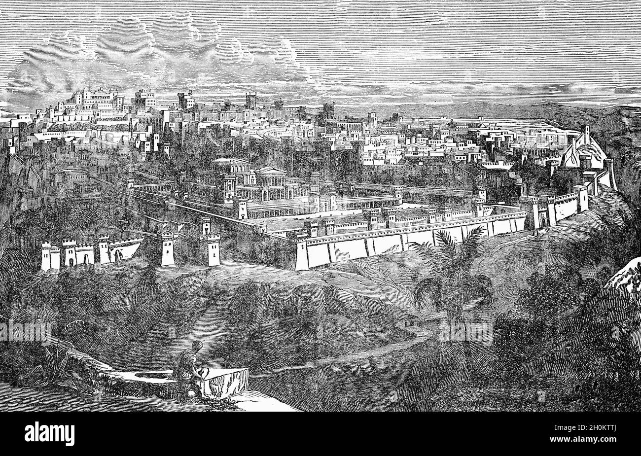 A late 19th Century illustration of Jerusalem in the 1st century, at ...