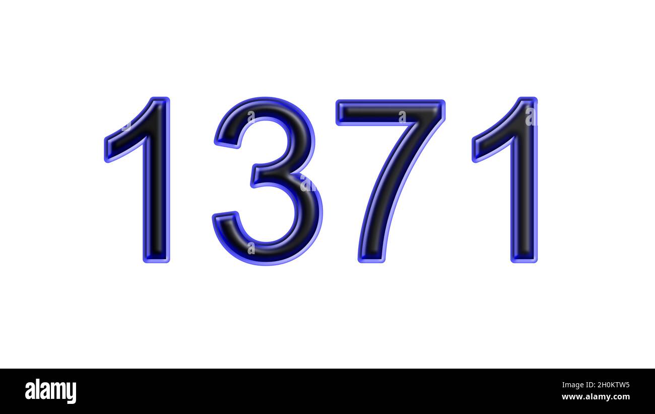 blue 1371 number 3d effect white background Stock Photo - Alamy