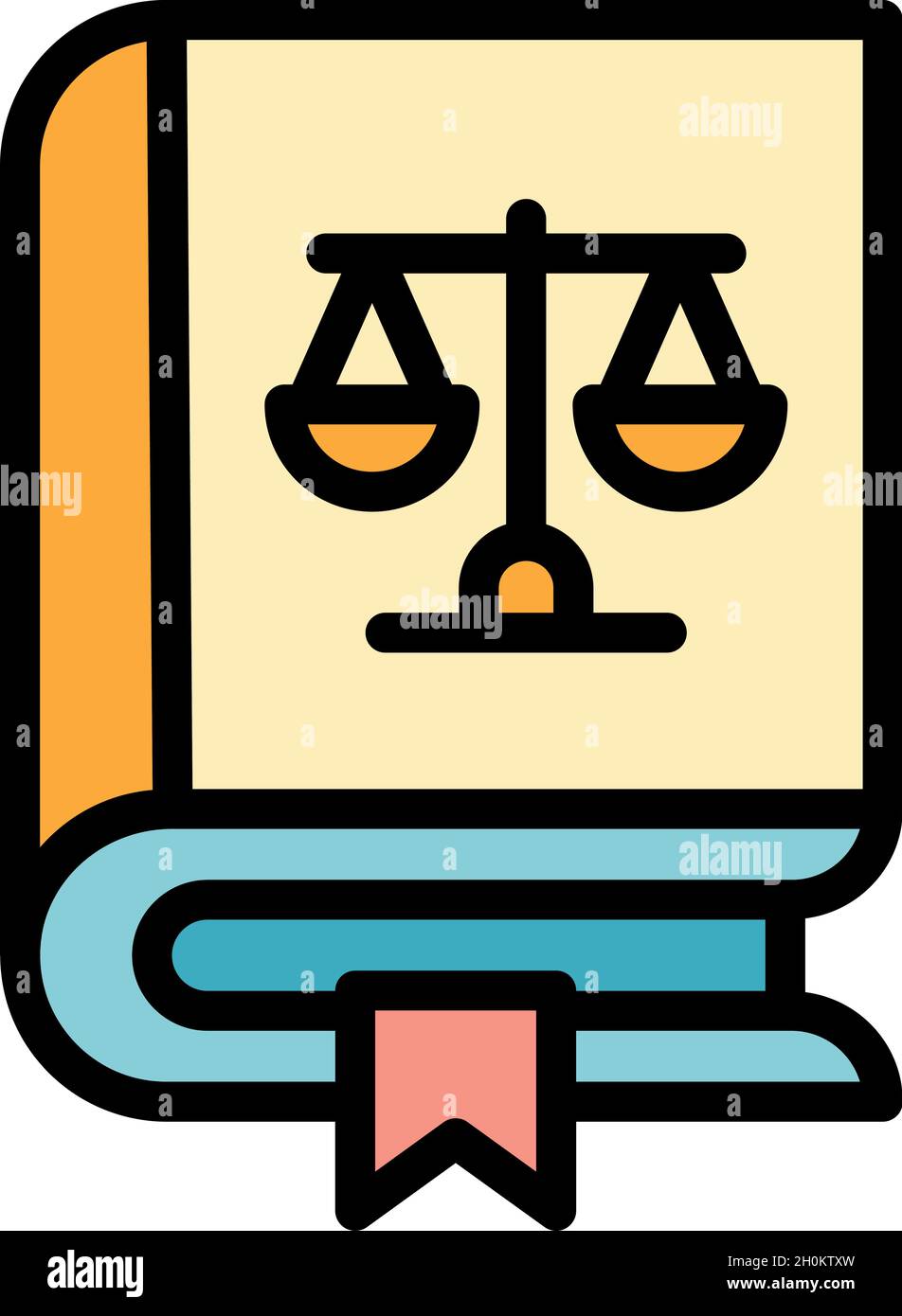 Book of laws icon. Outline book of laws vector icon color flat isolated ...