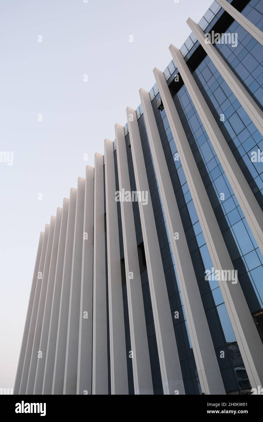 Exterior view of a modern architectural building with glass windows ...