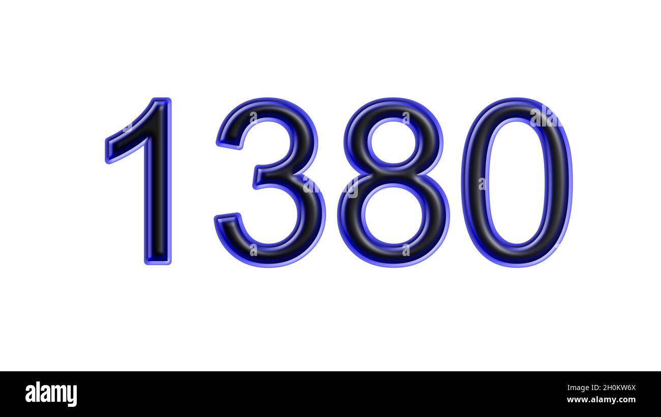 blue 1380 number 3d effect white background Stock Photo - Alamy
