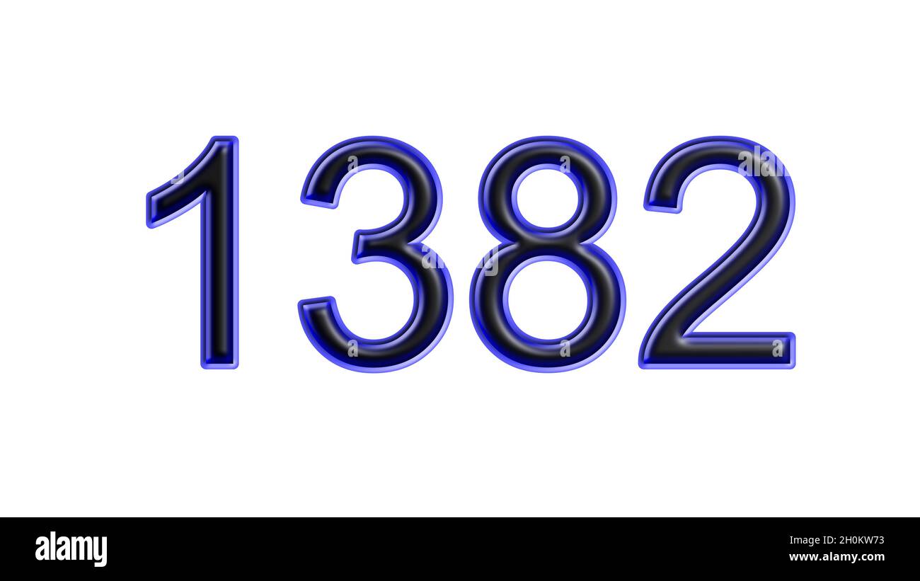 blue 1382 number 3d effect white background Stock Photo - Alamy