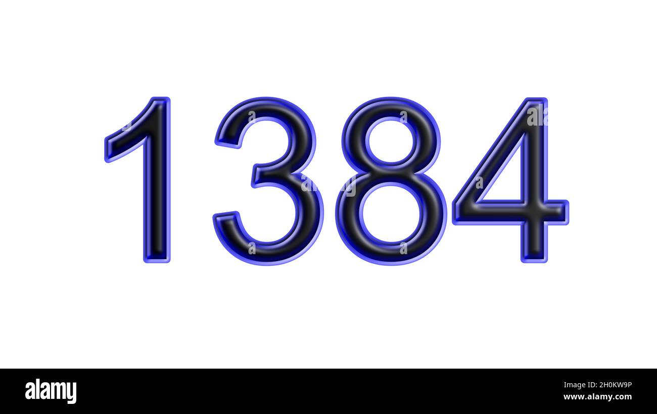 blue 1384 number 3d effect white background Stock Photo - Alamy