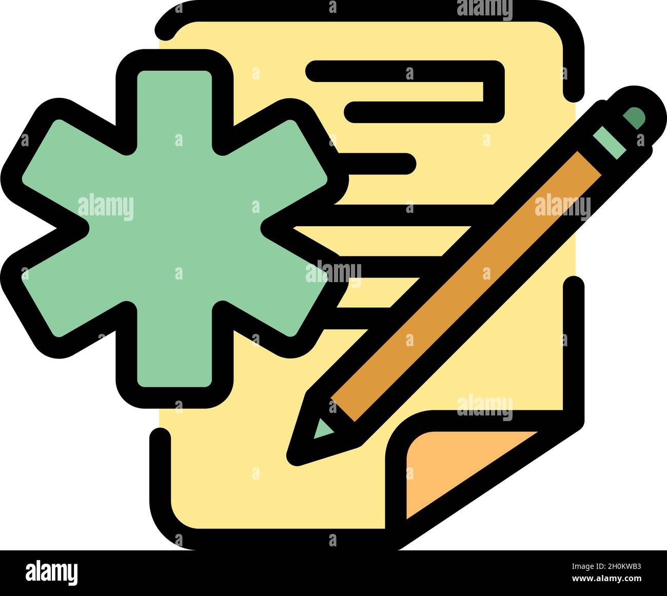 Medical form icon. Outline medical form vector icon color flat isolated ...