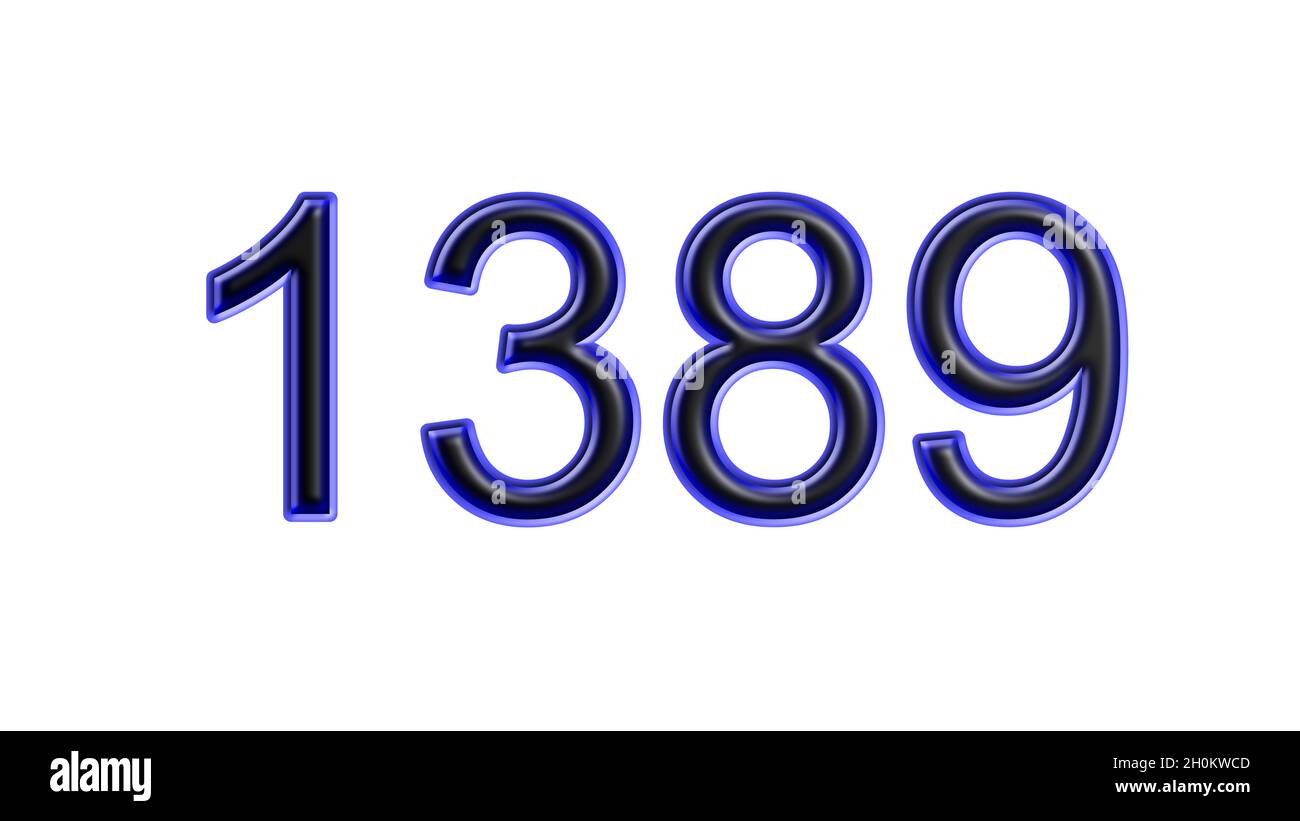 blue 1389 number 3d effect white background Stock Photo - Alamy