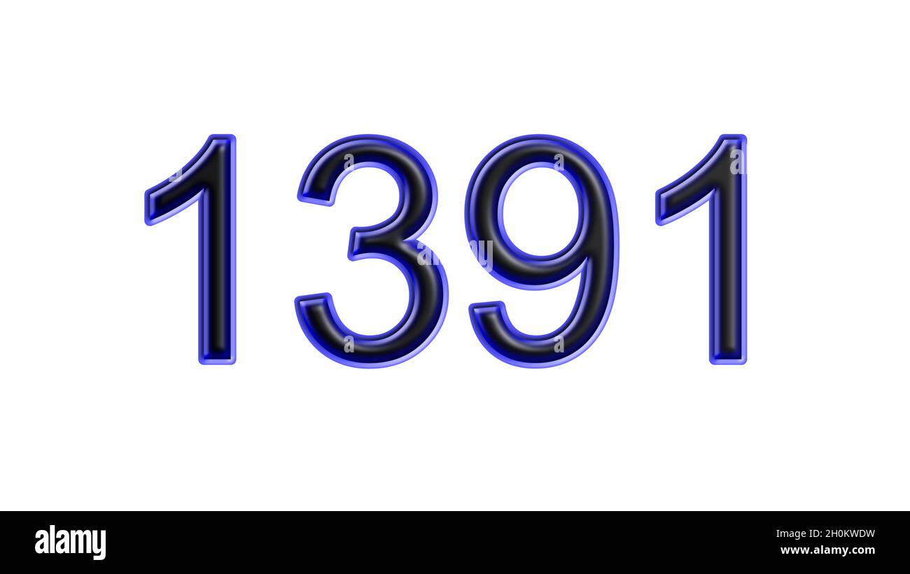 blue 1391 number 3d effect white background Stock Photo - Alamy