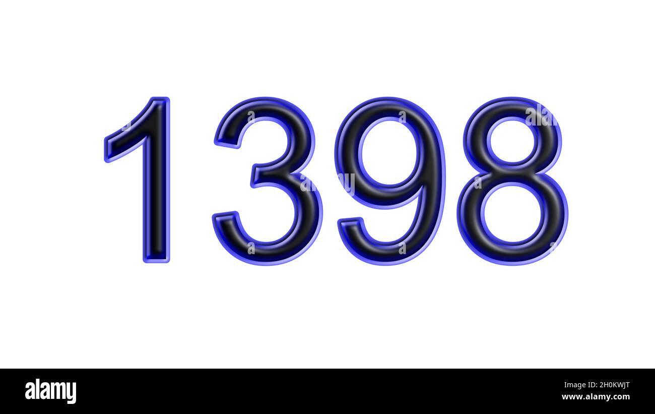 blue 1398 number 3d effect white background Stock Photo - Alamy