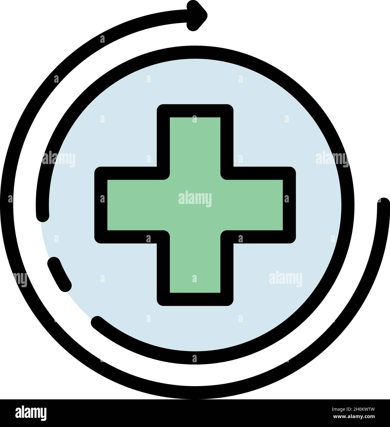 Medical cross and arrow icon. Outline medical cross and arrow vector ...