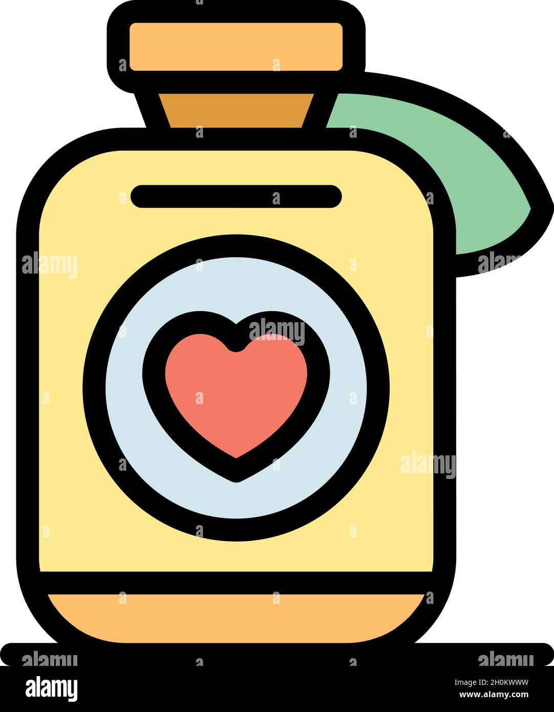 Heart medication icon. Outline heart medication vector icon color flat ...