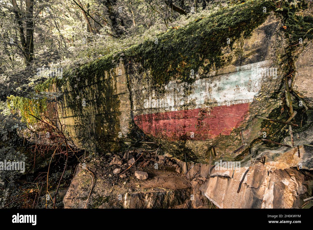 Old blown up remains of some Siegfried Line bunkers along the border ...
