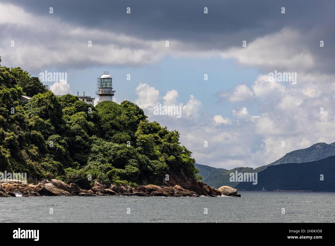 Green Island Lighthouse Lighthouse at western of Victoria Harbour Stock ...