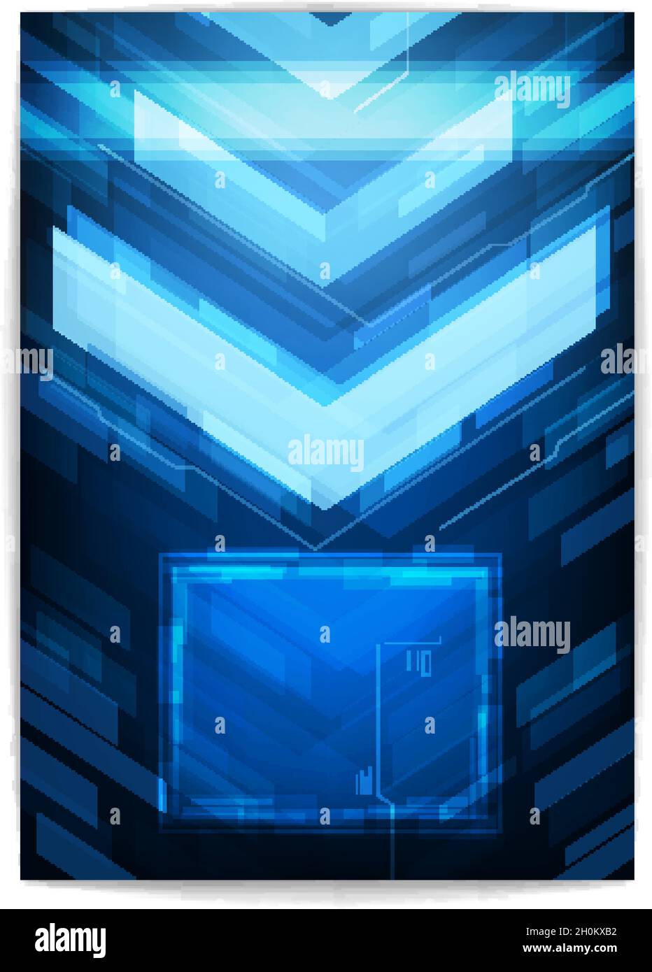 Vector template blue poster with technical abstract background Stock ...