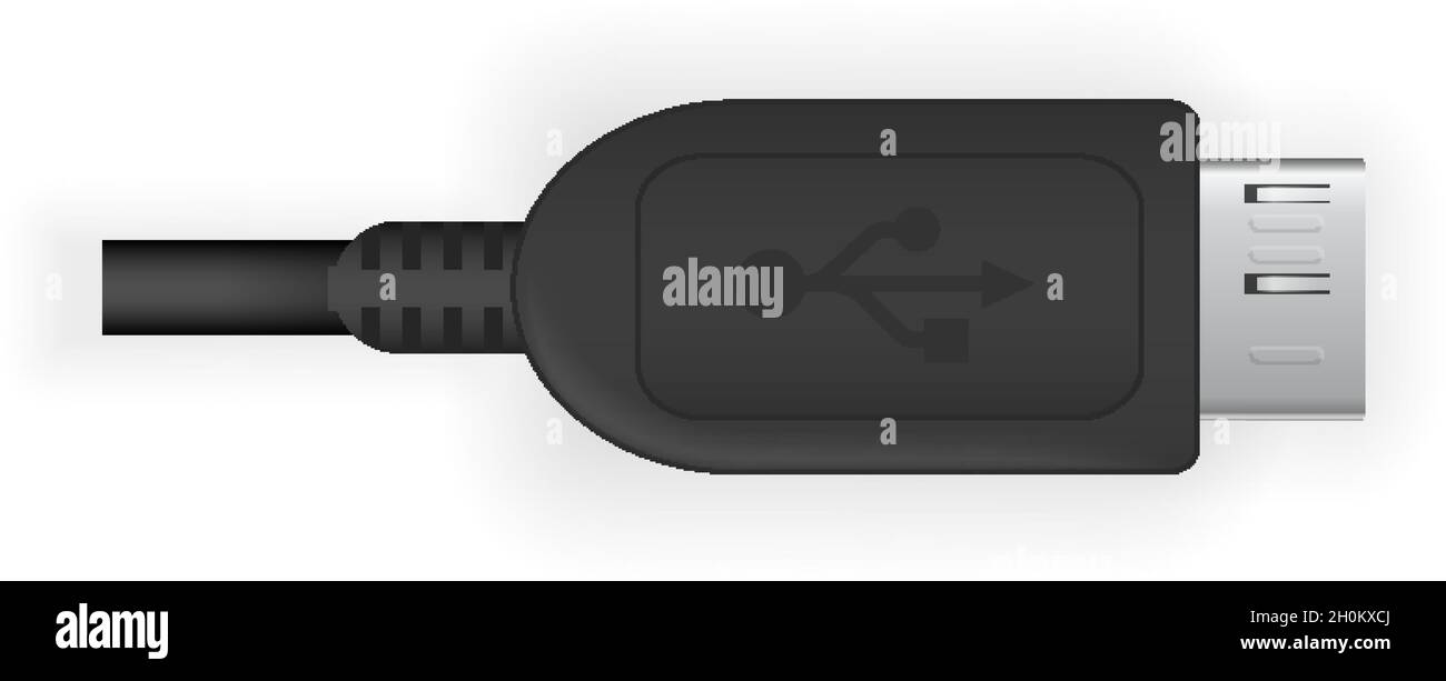 Micro USB type B super speed Cable Plugs Isolated on White Background ...