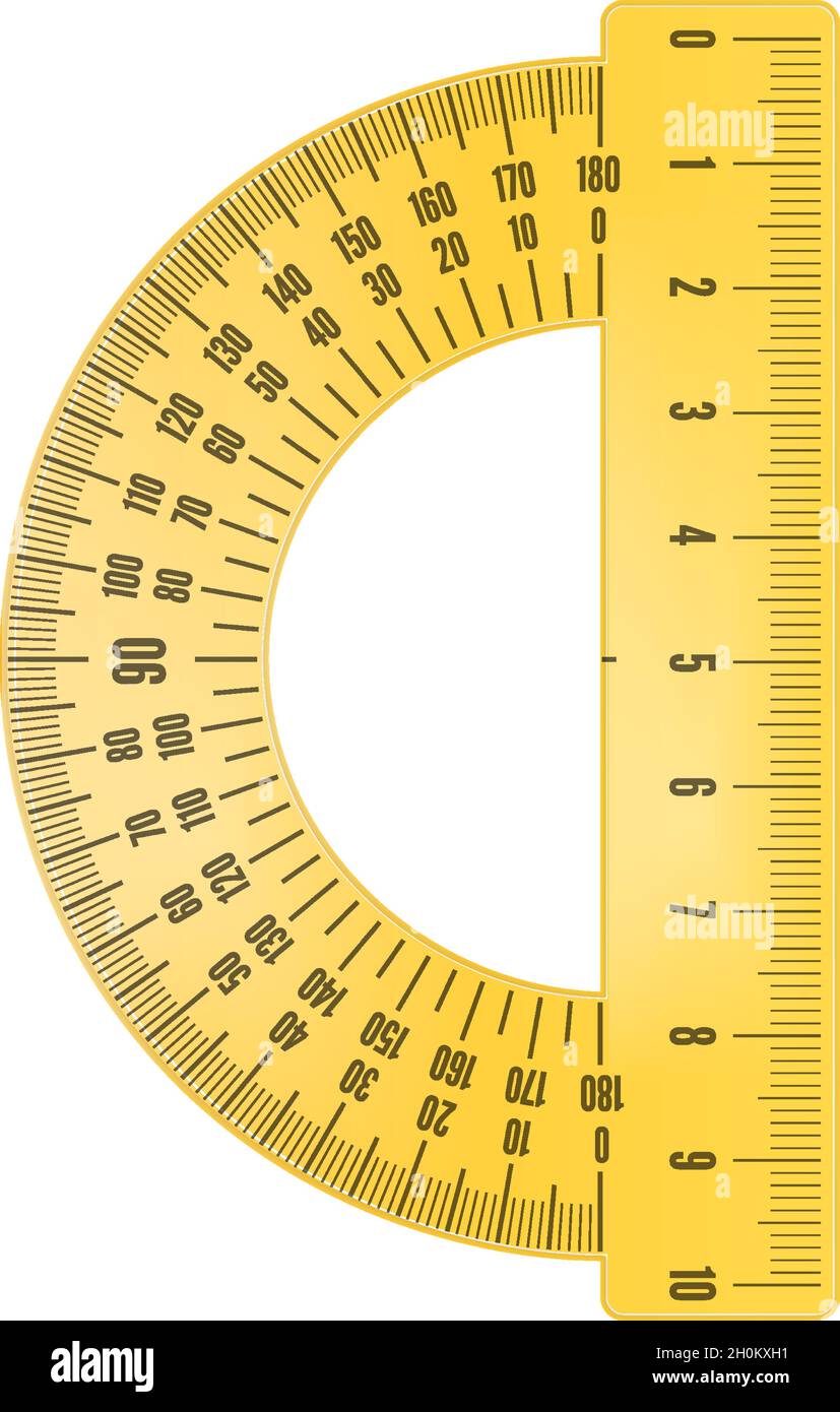 Yellow plastic protractor ruler instruments. Vector illustration Stock ...