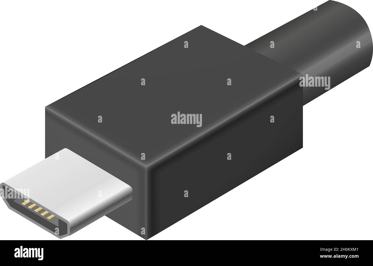 Micro USB Cable Plugs Isolated on White Background Stock Vector Image ...