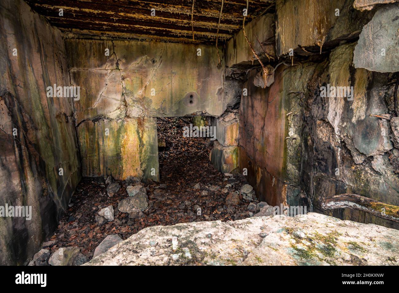 Old blown up remains of some Siegfried Line bunkers along the border ...