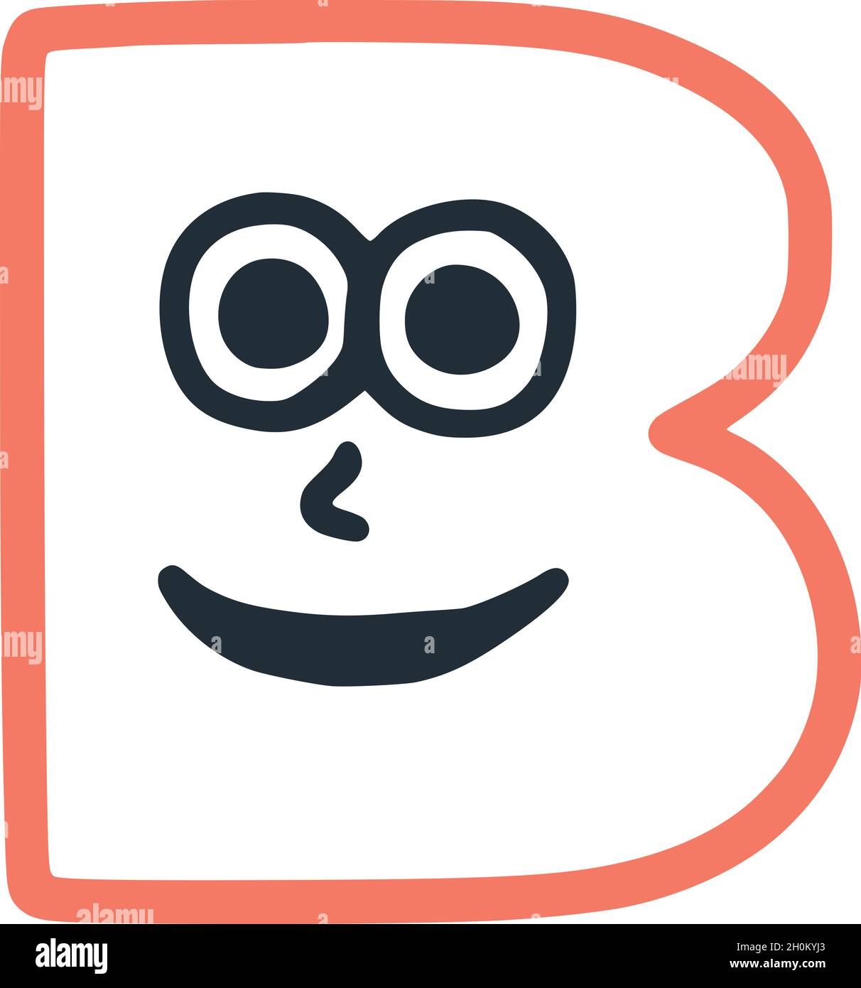 Letter b happy eccentric smiling character, smiley face vector clip art ...