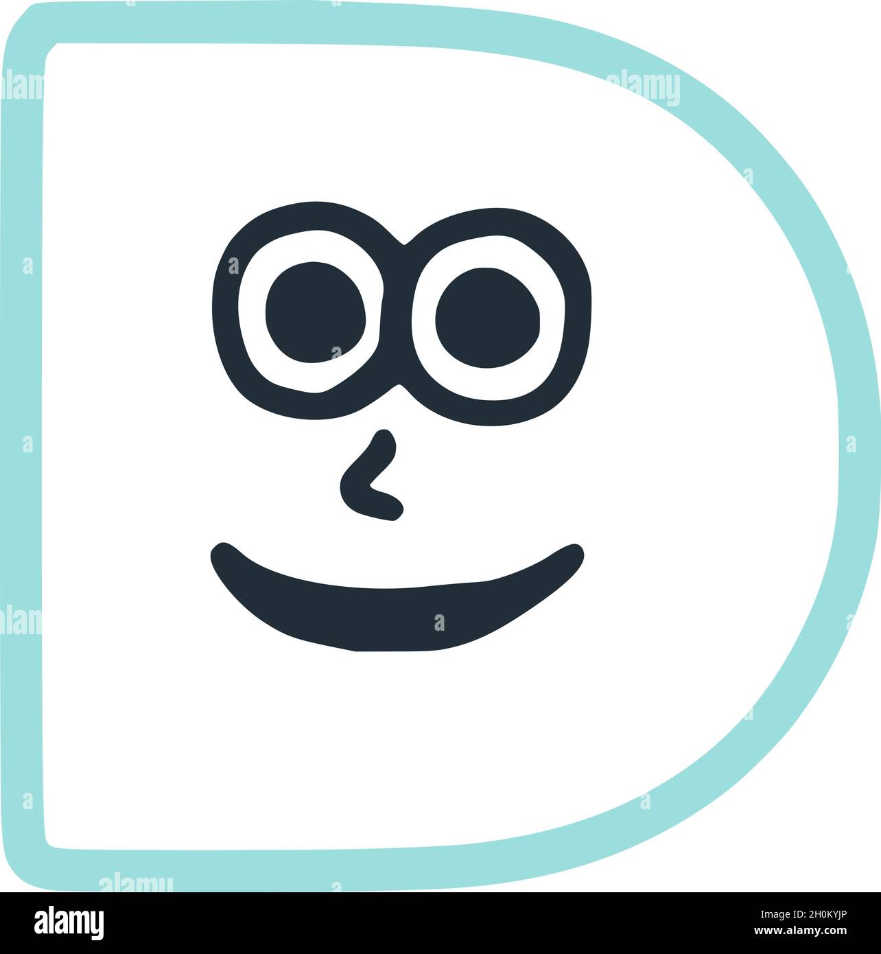 Letter d happy eccentric smiling character, smiley face vector clip art ...
