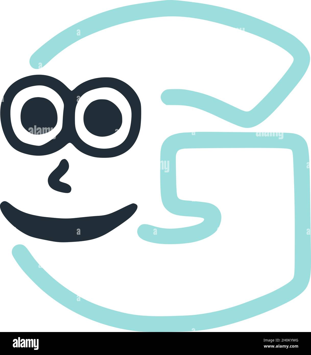 Letter g happy eccentric smiling character, smiley face vector clip art ...