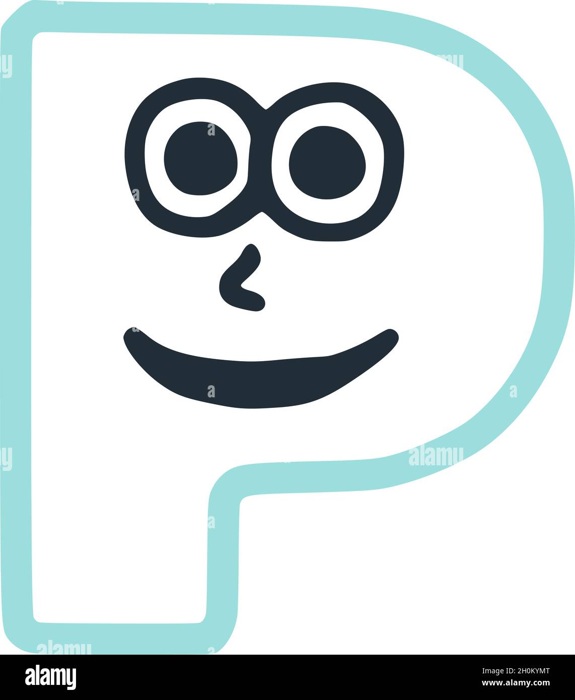 Letter p happy eccentric smiling character, smiley face vector clip art ...