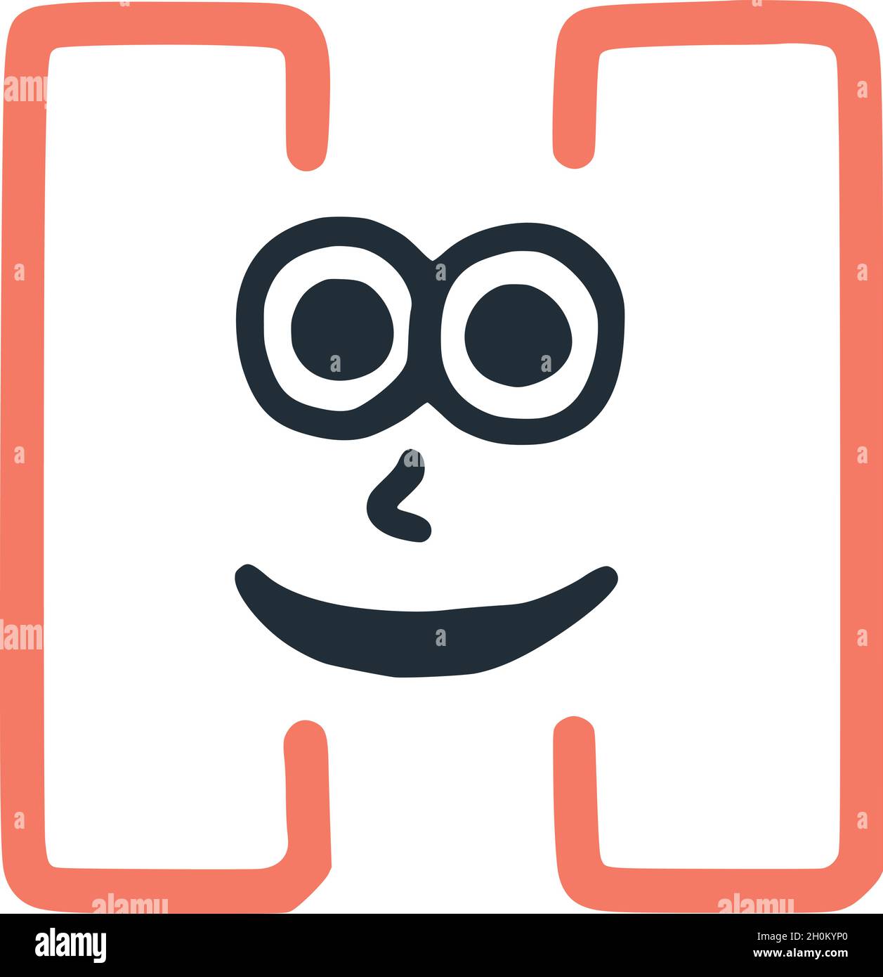 Letter h happy eccentric smiling character, smiley face vector clip art ...