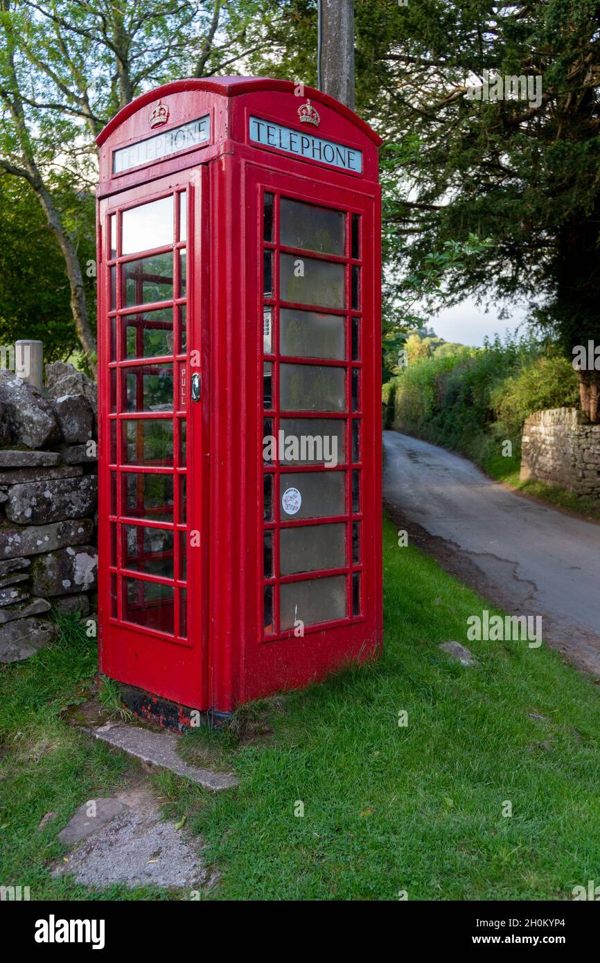 english red telephone box in countryside Stock Photo - Alamy
