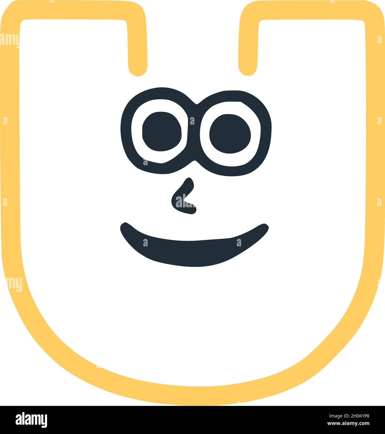 Letter u happy eccentric smiling character, smiley face vector clip art ...